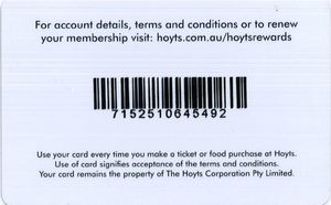 Functional Card: Hoyts Rewards (Black) (Cinema, Australia(Hoyts) Col:AU ...