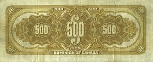 Billete de Banco: 500 Dollars (Canadá(1911 Issue) Wor:P-28a