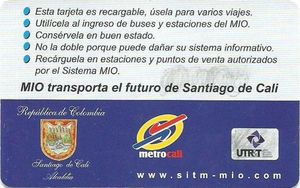 Transport Ticket: Pasajero mio (Transportes MIO, Colombia(Mio) Col:CO ...