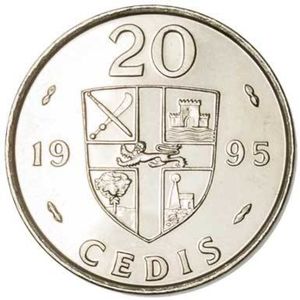 Moneda: 20 Cedis (Ghana(1967~2007 - Second Cedi) WCC:km30