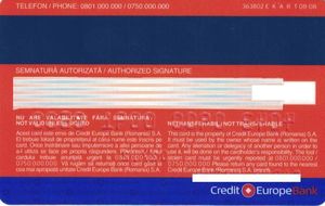 Bank Card: Card Avantaj (Credit Europe Bank, RomaniaCol:RO-VI-0009.02