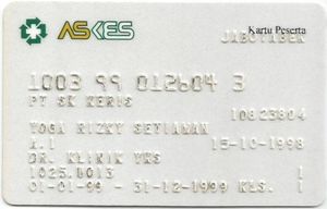 Functional Card: White Card (Insurance, Indonesia) (Askes) Col:ID-ASK-003
