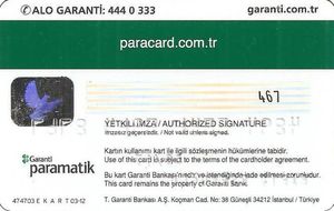 Bank Card: Garanti Paracard (Garanti Bankası, Turkey) Col:TR-VI-0044.02