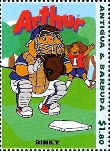 Stamp: Binky in Baseball Game (Antigua and Barbuda("Arthur the Aardvark ...