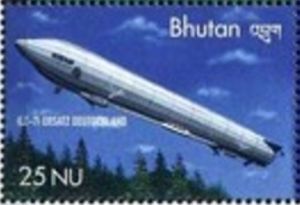Stamp: Lz-7 (Bhutan) (First Zeppelin Flight, Cent.) Mi:BT 2102,Sn:BT ...