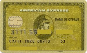 Bank Card: Amex Bank of Cyprus Gold chip 2 (Bank Of Cyprus, Cyprus) Col ...