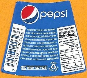 Drink Label: Pepsi (Pepsico, VenezuelaCol:VE-SODA-000033
