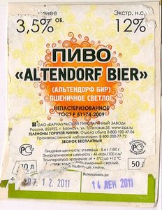 Drink Label: Altendorf (Barnaulskiy pivovareniy zavod, RussiaCol:RU ...