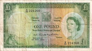 Banknote: 1 Pound (Rhodesia and Nyasaland(1956-1961 Issue) Wor:P-21a.44