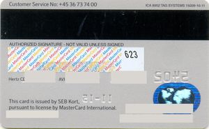 Bank Card: SAS MC EuroBonus Gold (SEB Kort Bank AB, DenmarkCol:DK-MC-0008
