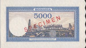 Banknote: 5,000 Lei (Romania(1943-1947 Issue) Wor:P-56s