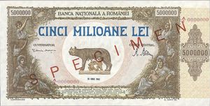 Banknote: 5,000,000 Lei (Romania(1943-1947 Issue) Wor:P-61s