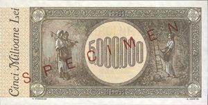 Banknote: 5,000,000 Lei (Romania(1943-1947 Issue) Wor:P-61s