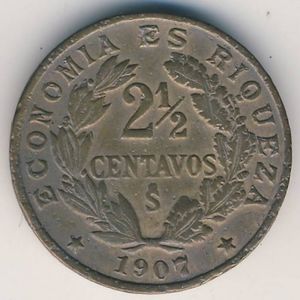 Coin: 2½ Centavos (Chile(1895~1941 - Republic (Centavos/Pesos)) Col:CL ...