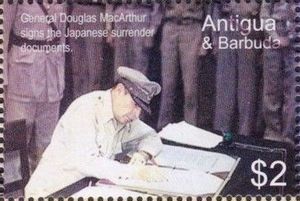 Stamp: Gen. Douglas MacArthur Signing Japanese Surrender Documents ...