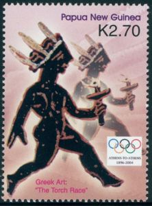Stamp: Greek Art "The Torch Race" (Papua New Guinea(Summer Olympic ...
