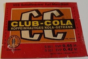 饮料标签: Club Cola (VEB Schloßbrauerei Karl-Marx-Stadt, 德意志民主共和国(东德)Col:DD ...