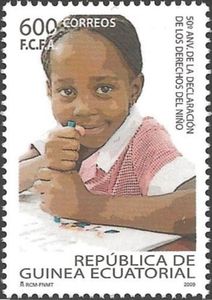 Timbre: Drawing (Guinée Equatoriale(Declaration of the rights of the ...