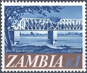 Stamp: Kafue rail bridge (Zambia(New Decimal Currency Definitives) Mi ...
