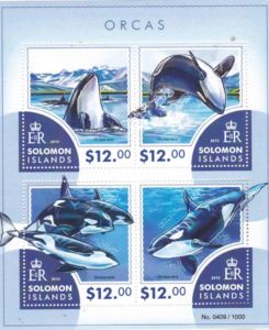 Stamp: Orcas (Orcinus orca) (Solomon Islands(Orcas (2015)) Mi:SB 3327 ...