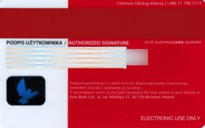 Bank Card: Visa Elektron (Euro Bank SA, PolandCol:PL-VE-0111.01