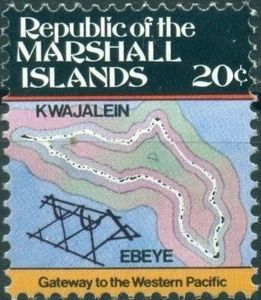 Stamp: Kwajalein and Ebeye, stick chart (Marshall Islands(Maps and ...