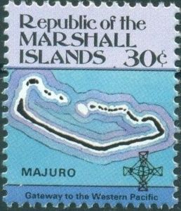 Stamp: Majuro, navigational stick-chart (Marshall Islands(Maps and ...