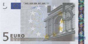Banknote: 5 Euro (European Union (EU)(2002 (2002-2003) "Signature ...