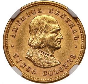 Moneda: 5 Colones (Costa Rica) (1897~1949 - Colón Monetary Unit) WCC:km142