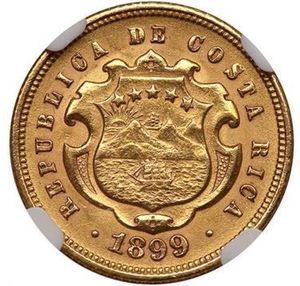 Moneda: 5 Colones (Costa Rica) (1897~1949 - Colón Monetary Unit) WCC:km142