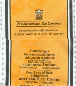 Tea Bag: Manzanilla (Kalena, ArgentinaCol:TB-AR-1464