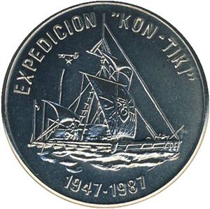 Moneda: 1 Peso (Kon-Tiki Expedition) (Cuba) (1987 - Kon-Tiki Expedition ...
