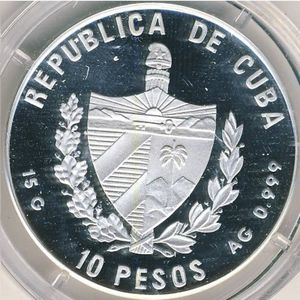Moneda: 10 Pesos (Multicolor flower, Turnera ulmifolia) (Cuba(1997 ...