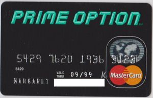 Bank Card: Prime Option (National Bank of Delaware, United States of ...
