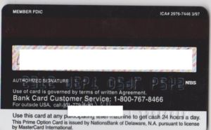 Bank Card: Prime Option (National Bank of Delaware, United States of ...