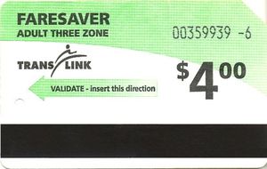 Transport Ticket: Adult 3 Zone (GVTA-Greater Vancouver Transportation ...