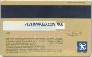 Tarjeta de Banco: Alpha Bank Gold (ALPHA BANK, RumaníaCol:RO-VI-0061