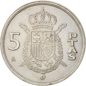 Coin: 5 Pesetas (w/mint mark) (Spain(1975~2001 - Juan Carlos I (Ptas ...