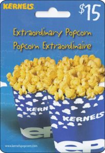 Gift Card: Popcorn - White Logo (Kernels, Canada) (Kernels) Col:Ca ...