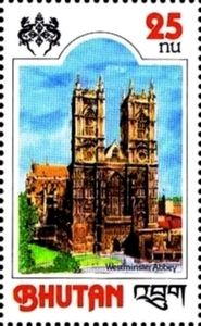 Stamp: Westminster Abbey (Bhutan(25th anniv. of coronation of Elizabeth ...