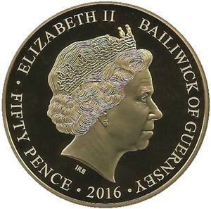 Coin: 50 Pence (90th birthday of Queen Elizabeth II) (Guernsey(1996 ...