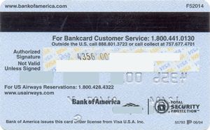 Bank Card: US Airways VISA Bank of America (Bank of America, United ...
