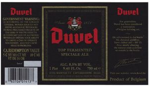 Drink Label: Duvel 750ml (Duvel Moortgat, BelgiumCol:BE-BEER-007969