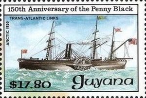 Stamp: Paddle steamer Arctic (Guyana(150th Anniversary of the Penny ...