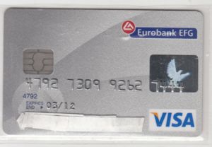 Tarjeta de Banco: Eurobank EFG VISA (EFG Eurobank Ergasias S.A., GreciaCol:GR-VI-0117