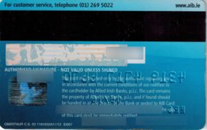 Bank Card: Visa Debit (Allied Irish Banks (AIB), IrelandCol:IE-VI-0013.01