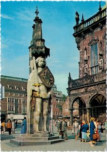 Postcard: Bremen: Roland statue (Germany, Federal Republic(Bremen) Col ...