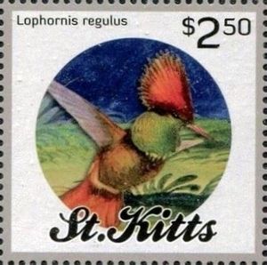 Stamp: Rufous-crested Coquette (Lophornis regulus) (See Description ...