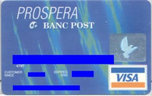Bank Card: Prospera (BancPost, RomaniaCol:RO-VI-0076