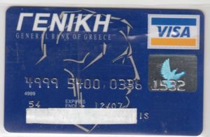 Bank Card: GENIKI (d) (General Bank Of Greece, GreeceCol:GR-VI-0165